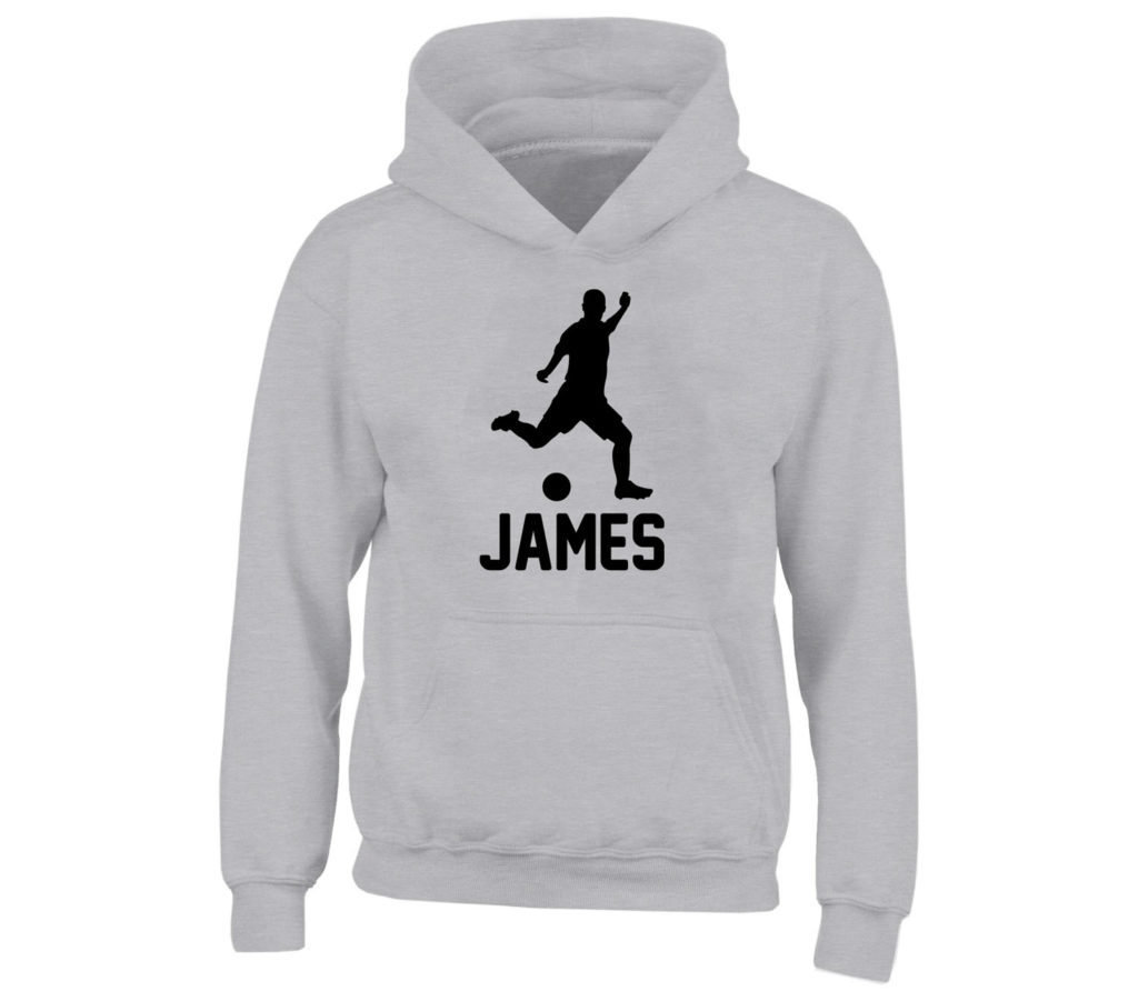Childrens Personalised Football Hoodie Boys Footballer Footie Hoody ...